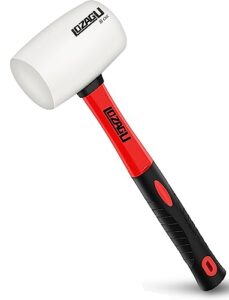 lozagu 8 oz rubber mallet hammer, fiberglass handle, rubber mallet for flooring, tent stakes, woodworking, camping, soft blow tasks without damage