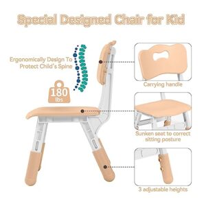 DOREROOM Height-Adjustable Kids Table and 4 Chairs Set, Toddler Table and Chair Set with Graffiti Desktop, 31.5''L x 23.6''W Children Activity Table for Daycare, Classroom, Home