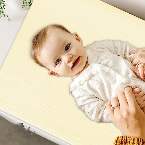 Hooyax Muslin Changing Pad Cover Unisex, Ultra Soft Diaper Changing Table Covers 3 Pack Breathable and Skin-Friendly Solid Color Muslin Baby Changing Mats Sheet for Boys & Girls, 32x16 inches