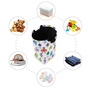 Laundry Hamper Basket Cute Robots Collapsible Nursery Storage Bin Waterproof Clothing Baskets for Home Bedroom Bathroom Washing Room