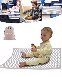 awahitawa toddler travel bed, airplane travel essentials kids, portable toddler bed, baby airplane travel cot accessories, airplane must haves for toddlers（gray stripes）