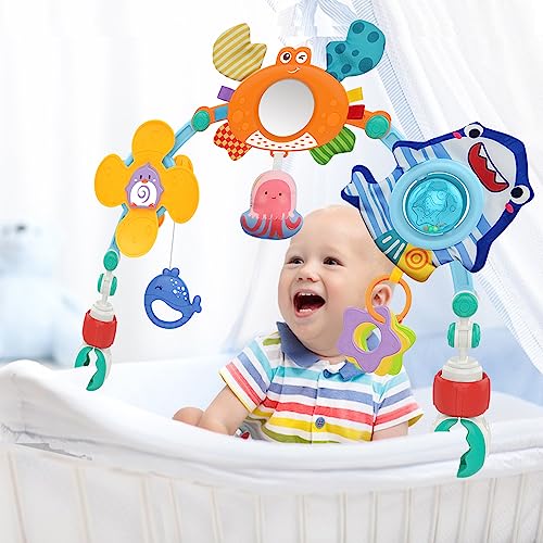 HONGID Baby Stroller Arch Toy - Montessori Toys Car Seat Toys for Infants 0-6-12 Months,Sensory Toys Birthday Gifts for 1 2 3 Toddler Boy Girl, Stocking Stuffers for 0 3 6 9 12 18 24 Months