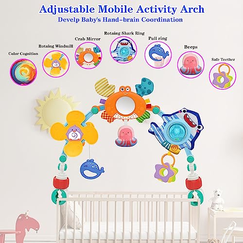 HONGID Baby Stroller Arch Toy - Montessori Toys Car Seat Toys for Infants 0-6-12 Months,Sensory Toys Birthday Gifts for 1 2 3 Toddler Boy Girl, Stocking Stuffers for 0 3 6 9 12 18 24 Months