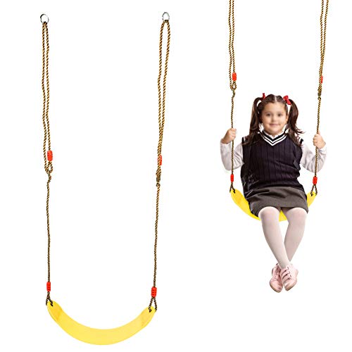 EVA Board Swing,EVA Soft Adjustable Board Swing Seat with Rope Children Fitness Hanging Swing Chair Toy for Playground Swing Backyard and Playroom(Yellow)