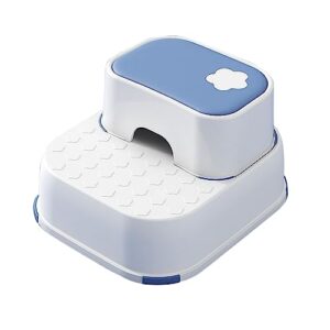 tinajojo 2 step stool for kids, toddler step stool for toilet potty training, double up step stool for bathroom, anti-slip sturdy kitchen helper stool (blue)