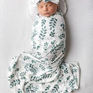 Vollmic Newborn Baby Girl Baby Boy Unisex Receiving Blanket Swaddle Blanket Swaddle Set with Matching Headband and Hat (Green)