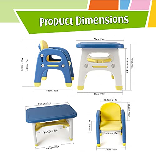 TinyGeeks Kids Table and Chairs Set Safe for Children Activity Table for Kids and Avec Maman Baby Cuisine 4-in-1 Baby Food Processor Baby Food Bundle