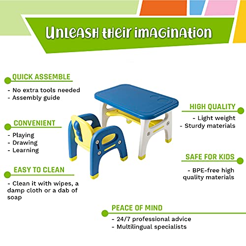 TinyGeeks Kids Table and Chairs Set Safe for Children Activity Table for Kids and Avec Maman Baby Cuisine 4-in-1 Baby Food Processor Baby Food Bundle