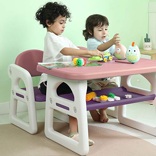 TinyGeeks Kids Table and Chairs Set Safe for Children Activity Table for Kids and Avec Maman Baby Cuisine 4-in-1 Baby Food Processor Baby Food Bundle