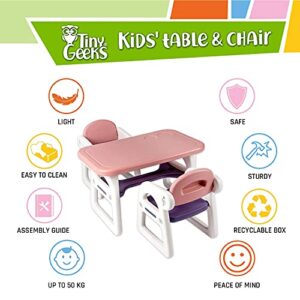 TinyGeeks Kids Table and Chairs Set Safe for Children Activity Table for Kids and Avec Maman Baby Cuisine 4-in-1 Baby Food Processor Baby Food Bundle