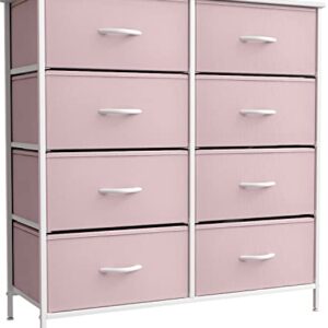 Sorbus Kids Dresser with 8 Drawers and 1 Drawer Nightstand Bundle - Matching Furniture Set - Storage Unit Organizer Chests for Clothing - Bedroom, Kids Rooms, Nursery, & Closet (Pink)