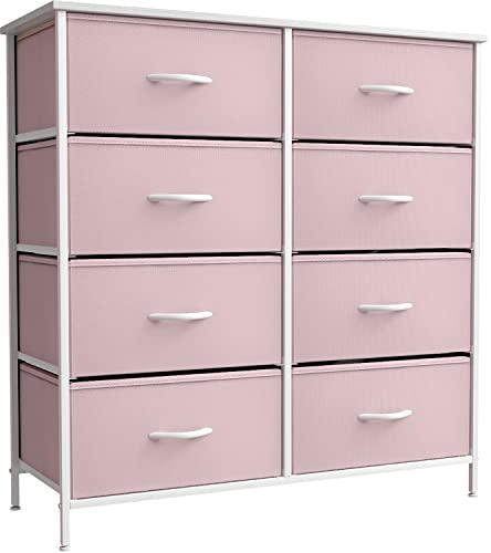 Sorbus Kids Dresser with 8 Drawers and 1 Drawer Nightstand Bundle - Matching Furniture Set - Storage Unit Organizer Chests for Clothing - Bedroom, Kids Rooms, Nursery, & Closet (Pink)