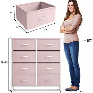 Sorbus Kids Dresser with 8 Drawers and 1 Drawer Nightstand Bundle - Matching Furniture Set - Storage Unit Organizer Chests for Clothing - Bedroom, Kids Rooms, Nursery, & Closet (Pink)