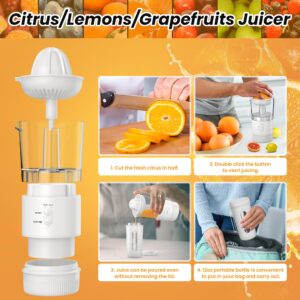 Portable Blender for Shakes and Smoothies - 3 in 1 Personal Blender with Citrus Juicer and Pure Juicer, Smoothie Blender with 12 Oz Travel Cup and Lid, USB Rechargeable Smoothie Maker Mini Blender