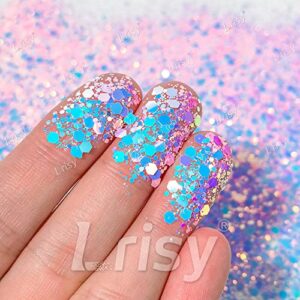 lrisy iridescent soft pink neon chunky glitter,bulk for powder craft glitter flake epoxy resin,slime,body face,tumblers,nail&arts painting 55g