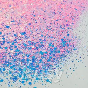 Lrisy Iridescent Soft Pink Neon Chunky Glitter,Bulk for Powder Craft Glitter Flake Epoxy Resin,Slime,Body Face,Tumblers,Nail&Arts Painting 55g