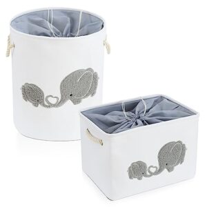 inough 2 pack storage baskets, baby hamper for nursery boy, baby laundry basket elephant large kids laundry baskets, nursery hamper for baby, baby nursery decor for livingroom kidsroom play room