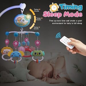 Mini Tudou Crib Mobile with Music and Lights,Baby Mobile for Crib with Hanging Rotating Rattle Toy,Star Projection,400 Lullabies and Timing Function,Remote Control Baby Crib Mobile for Boys Girls