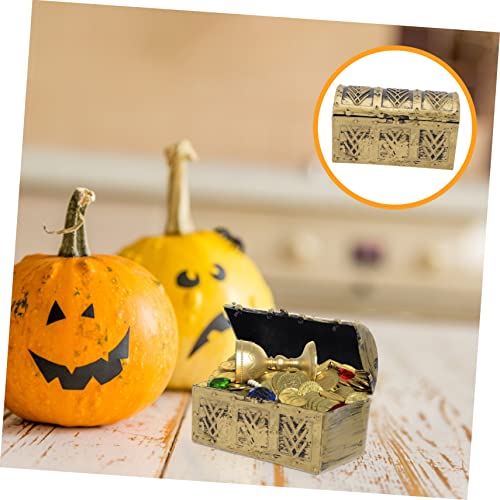 HOLIDYOYO 4 Pcs Boxes Pirate Chest Childrens Jewelry Box Jewelry Gift Boxes Storage Cubes Retro Pirate Box Pirate Coin Box Jewelry Storage Container Treasure Chest Pirate Party Favors