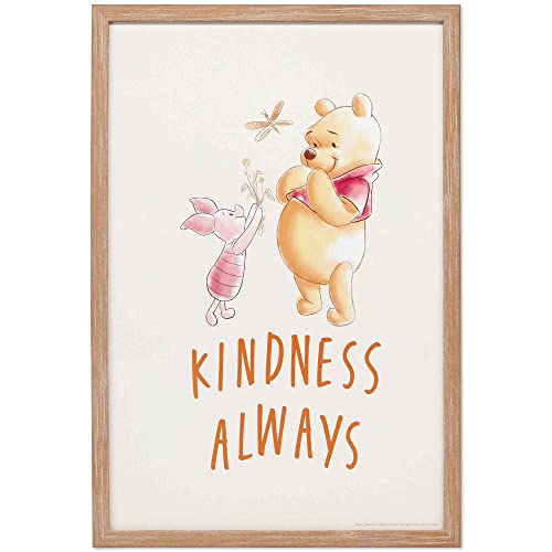 Disney Winnie the Pooh Kindness Always Framed Wood Wall Decor - Large Winnie the Pooh Wall Art for Kids' Bedroom, Nursery or Home Decor