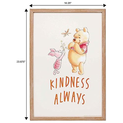 Disney Winnie the Pooh Kindness Always Framed Wood Wall Decor - Large Winnie the Pooh Wall Art for Kids' Bedroom, Nursery or Home Decor