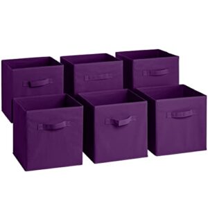 Sorbus Kids Purple Dresser with 8 Drawers + 11 Inch Deep Purple Cube Storage Bins (6 Pack) Bundle - Matching Set - Storage Unit Organizers for Clothing - Bedroom, Kids Rooms, Nursery, & Closet