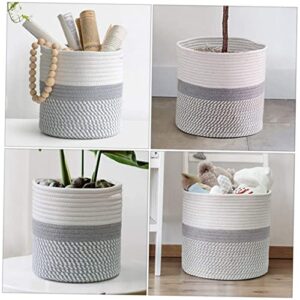 Hoement 1pc Rope Storage Basket Baby Costume Round Laundry Basket Wicker Hamper Round Organizer Baskets Baby Diapers Basket Blanket Storage Basket Sundries Box Woven Basket Home Organizer