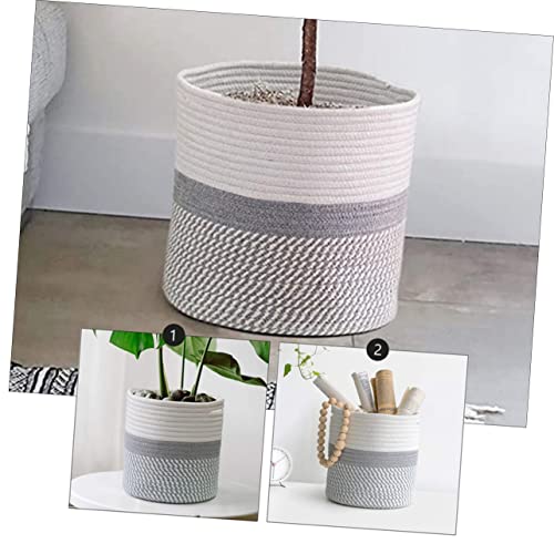 Hoement 1pc Rope Storage Basket Baby Costume Round Laundry Basket Wicker Hamper Round Organizer Baskets Baby Diapers Basket Blanket Storage Basket Sundries Box Woven Basket Home Organizer