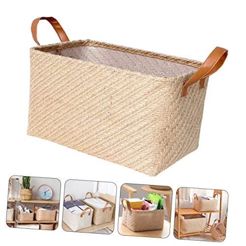 Hoement Wicker Hamper Collapsible Bin Wicker Storage Baskets Wicker Baskets Fabric Clothes Box Shelf Basket Clothes Organizer Storage Toy Organizer Home Fabric Storage Bin Storage Box