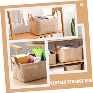 Hoement Wicker Hamper Collapsible Bin Wicker Storage Baskets Wicker Baskets Fabric Clothes Box Shelf Basket Clothes Organizer Storage Toy Organizer Home Fabric Storage Bin Storage Box