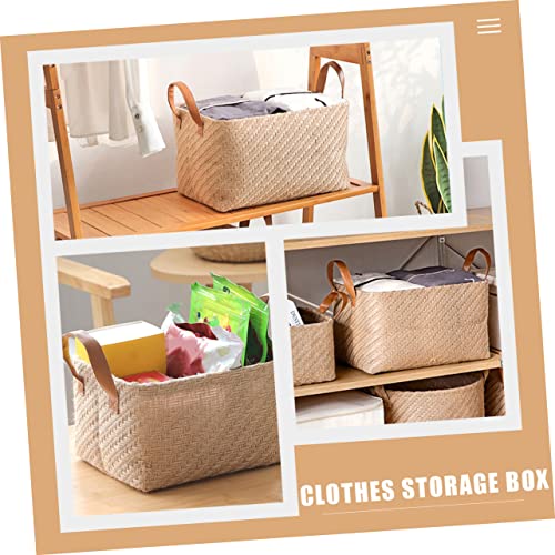 Hoement Wicker Hamper Collapsible Bin Wicker Storage Baskets Wicker Baskets Fabric Clothes Box Shelf Basket Clothes Organizer Storage Toy Organizer Home Fabric Storage Bin Storage Box