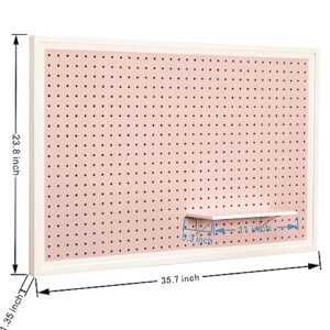 ARTAWEIN Pegboard Organizer - Craft Peg Board, Nursery Storage, Wall Organizer and More, Comes with 1 x Free Shelf Fits Most 1/4" and 1/8" Pegboard Accessories (Pink)