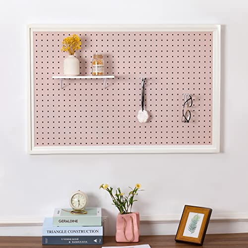 ARTAWEIN Pegboard Organizer - Craft Peg Board, Nursery Storage, Wall Organizer and More, Comes with 1 x Free Shelf Fits Most 1/4" and 1/8" Pegboard Accessories (Pink)