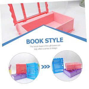 KOMBIUDA 3pcs Kids Stationary Cookie Gift Box Book Boxes Decorative Book Cartoon Box Candy Case with Lock Christmas Treat Box DIY Making Box Candy Storage Box Book-shaped Candy Box Toy Girl