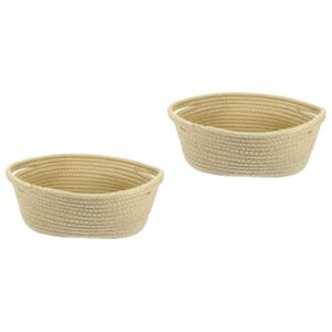 zerodeko 2pcs rope storage basket desk top decor storage basket woven storage baskets easter baskets dog basket cotton rope woven basket desktop storage basket home supplies khaki