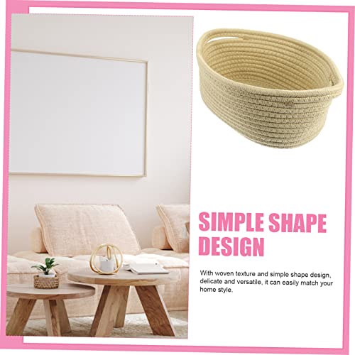 Zerodeko 2pcs Rope Storage Basket Desk Top Decor Storage Basket Woven Storage Baskets Easter Baskets Dog Basket Cotton Rope Woven Basket Desktop Storage Basket Home Supplies Khaki