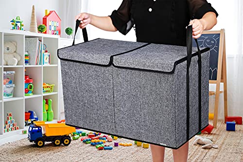 YOLOXO 2 Pack Large Kids Toy Box Chest Storage Organizer with Flip-Top Lid