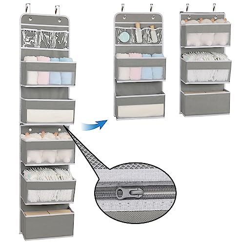 JINOKADI Over Door Storage Organizer 6 Tiers, Removable 1 Split into 2 Swing-Proof Hanging Bathroom Storage Organization Hanging Bag for Toy Magazine Baby Cosmetic Diaper