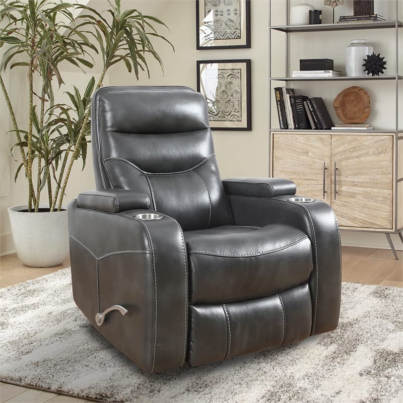 Parker Living Origin Manual - Flint Fabric Swivel Glider Recliner in Charcoal