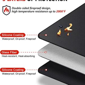 Protebox 48 x 30 inch Under Grill Mats for Outdoor Grill, Double-Sided Fireproof Deck and Patio Protector Mat, BBQ Mat for Under BBQ, Waterproof Oil-Proof Grill Floor Pads Fire Pit Mat Fireplace Mat