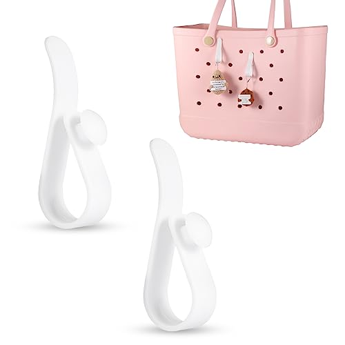 2pcs Hooks Accessories for Bogg Bags, Multifunctional Plastic Hooks for Bogg Bag Decordation Insert Charm Cutie Accessories Cup Holder Connector Keychains Masks Holder and Sunglasses Holder (White)