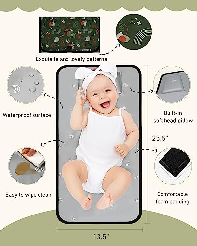 Portable Diaper Changing Pad, Waterproof Foldable Travel Changing Mat, Lightweight Travel Changing Station for Baby Girl Boy, Boho Geometric Pattern