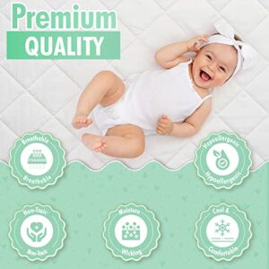 GOTS Certified Organic Cotton Waterproof Crib Mattress Protector ~ Non-Toxic ~ Hypoallergenic ~ Quilted and Cool Comfort ~ Safe and Snug Fit for Standard Size Crib Mattress