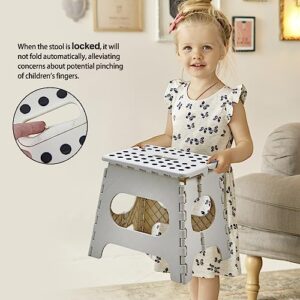 Folding Step Stool with Safety Lock, 11 Inch Pastic Foldable Stool for Adults & Kids, Portable Stepping Stool for Bathroom, Kitchen, with Anti-Skid Dots, Hold Up to 250lbs (Cream White)