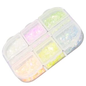 nail powder, nail glitter mixed glitter 6 colors aurora chrome nail powder diy craft elegant nail dust sand powder nail art decoration luminous decorative nail art sequins for