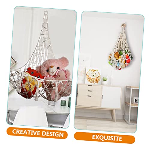 Veemoon Triangular Net Bag Decor Stuffed Sloth Plush Nursery Holder Net Corner Hammock Organizer Dirty Clothes Storage Hammock Wall Hanging Net Display Net