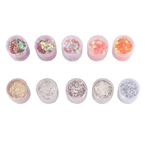 coheali 10pcs nail art glitter sequins diamond jewelry set glitter nail polish set makeup stickers mica powder holographic nail sequins rhinestone stickers pigment powder manicure the pet