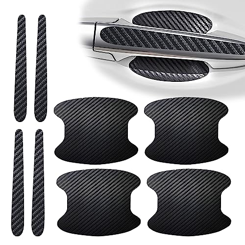 gunhunt 8 PCS Car Door Handle Scratch Protectors, Carbon Fiber Car Door Handle Cover Anti Scratch Car Stickers, Door Handle Cups Protective Film Door Bowl Sticker (Black)