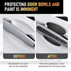 gunhunt 8 PCS Car Door Handle Scratch Protectors, Carbon Fiber Car Door Handle Cover Anti Scratch Car Stickers, Door Handle Cups Protective Film Door Bowl Sticker (Black)