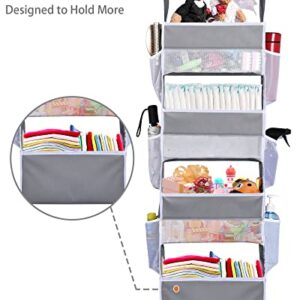 ULG 1-Pack Over Door Organizer with 5 Large Pockets 10 Mesh Side Pockets, 44 lbs Weight Capacity Hanging Storage Organizer with Clear Window for Bedroom Nursery, Kids Toys, Shoes, Diapers, Dark Grey